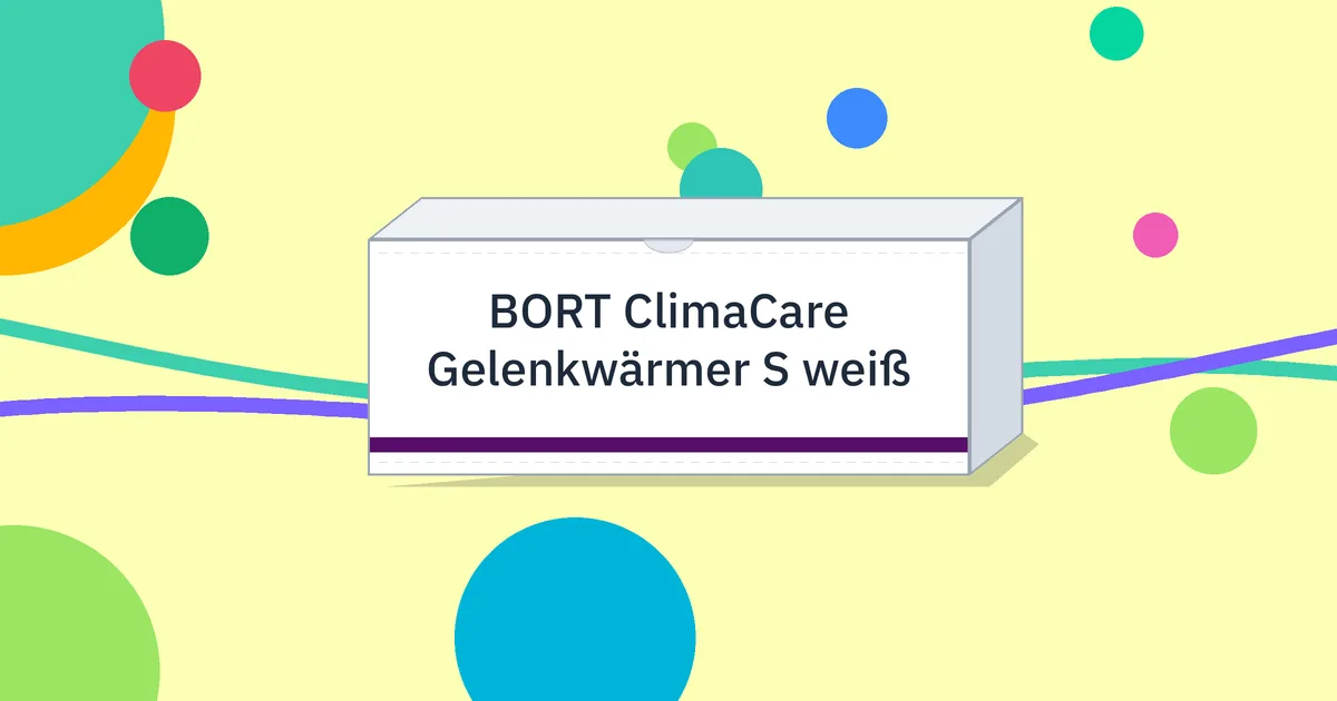 Symbolbild: Packung mit der Aufschrift BORT ClimaCare Gelenkwärmer S weiß (PZN 01395288) – Verfügbarkeit und Bezug in Apotheken in Frankfurt am Main