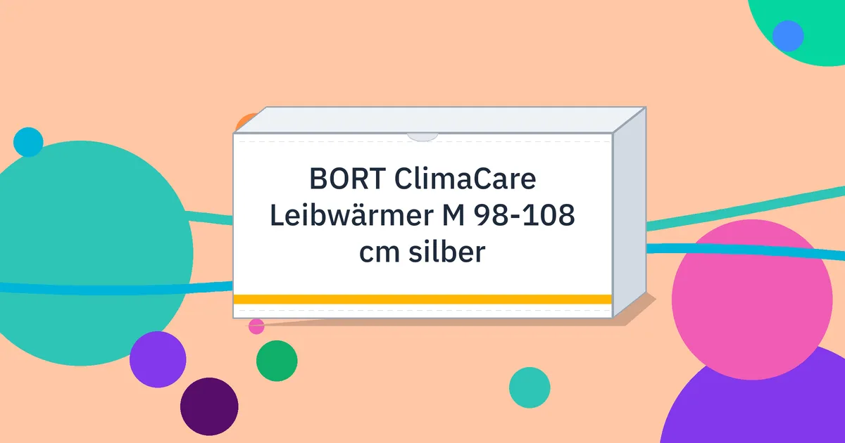 Symbolbild: Packung mit der Aufschrift BORT ClimaCare Leibwärmer M 98-108 cm silber (PZN 10206837) – Verfügbarkeit und Bezug in Apotheken in Frankfurt am Main