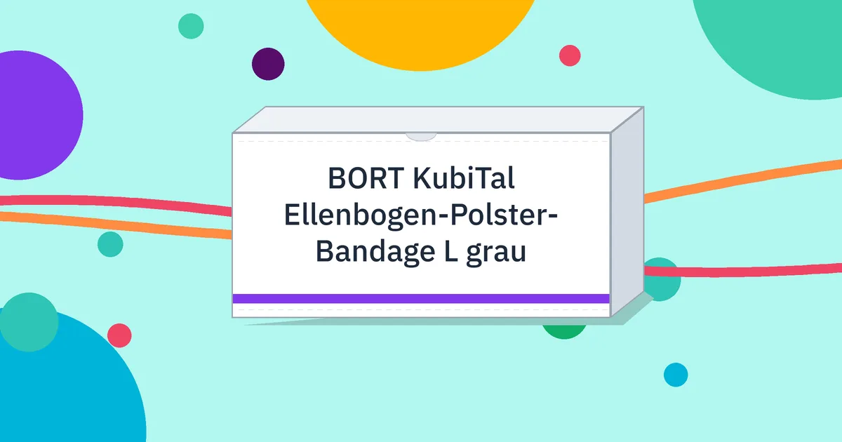 Symbolbild: Packung mit der Aufschrift BORT KubiTal Ellenbogen-Polster-Bandage L grau (PZN 18270409) – Verfügbarkeit und Bezug in Apotheken in Frankfurt am Main