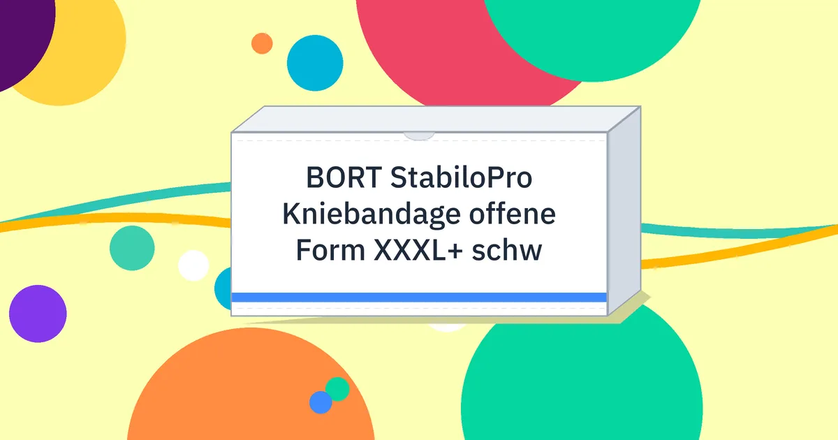 Symbolbild: Packung mit der Aufschrift BORT StabiloPro Kniebandage offene Form XXXL+ schw (PZN 05540652) – Verfügbarkeit und Bezug in Apotheken in Frankfurt am Main