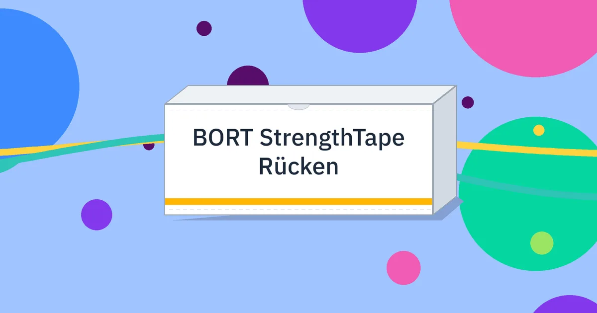 Symbolbild: Packung mit der Aufschrift BORT StrengthTape Rücken (PZN 08777202) – Verfügbarkeit und Bezug in Apotheken in Frankfurt am Main