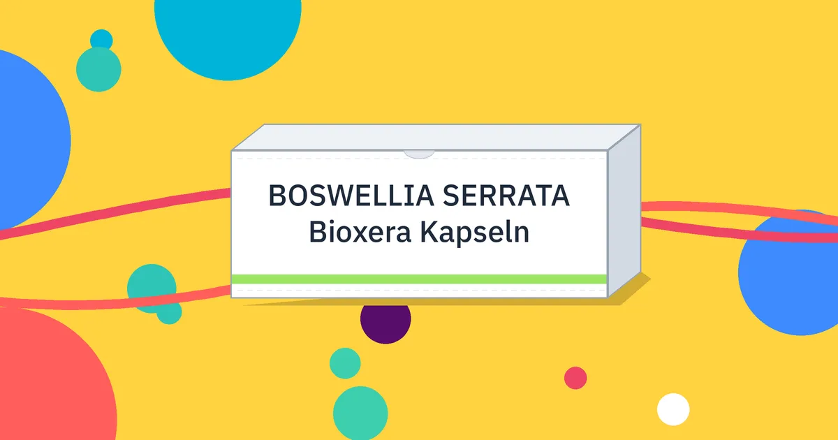 Symbolbild: Packung mit der Aufschrift BOSWELLIA SERRATA Bioxera Kapseln (PZN 08538957) – Verfügbarkeit und Bezug in Apotheken in Frankfurt am Main