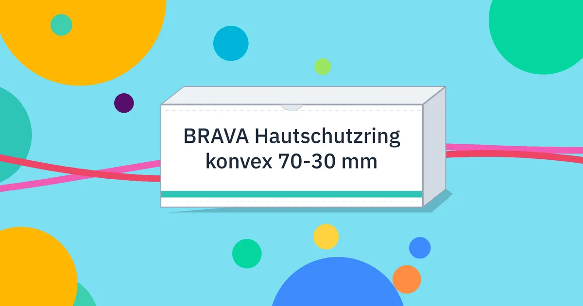 Symbolbild: Packung mit der Aufschrift BRAVA Hautschutzring konvex 70-30 mm (PZN 18224094) – Verfügbarkeit und Bezug in Apotheken in Frankfurt am Main