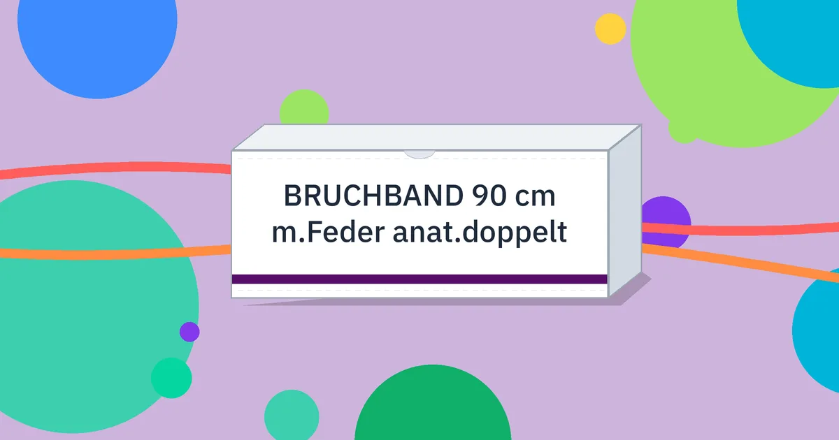 Symbolbild: Packung mit der Aufschrift BRUCHBAND 90 cm m.Feder anat.doppelt (PZN 02007704) – Verfügbarkeit und Bezug in Apotheken in Frankfurt am Main