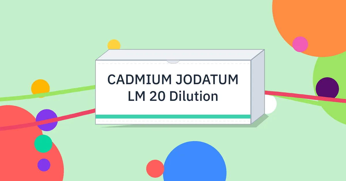 Symbolbild: Packung mit der Aufschrift CADMIUM JODATUM LM 20 Dilution (PZN 12798411) – Verfügbarkeit und Bezug in Apotheken in Frankfurt am Main