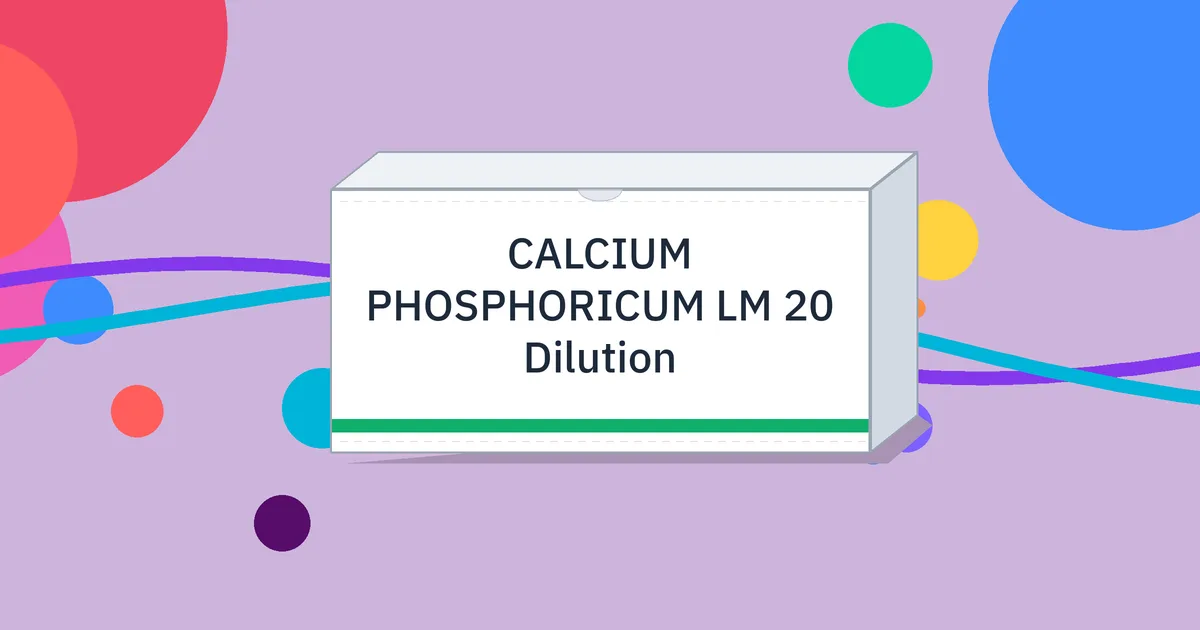 Symbolbild: Packung mit der Aufschrift CALCIUM PHOSPHORICUM LM 20 Dilution (PZN 12805306) – Verfügbarkeit und Bezug in Apotheken in Frankfurt am Main