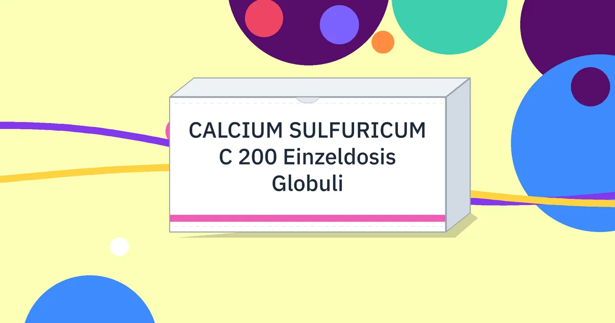 Symbolbild: Packung mit der Aufschrift CALCIUM SULFURICUM C 200 Einzeldosis Globuli (PZN 01544021) – Verfügbarkeit und Bezug in Apotheken in Frankfurt am Main