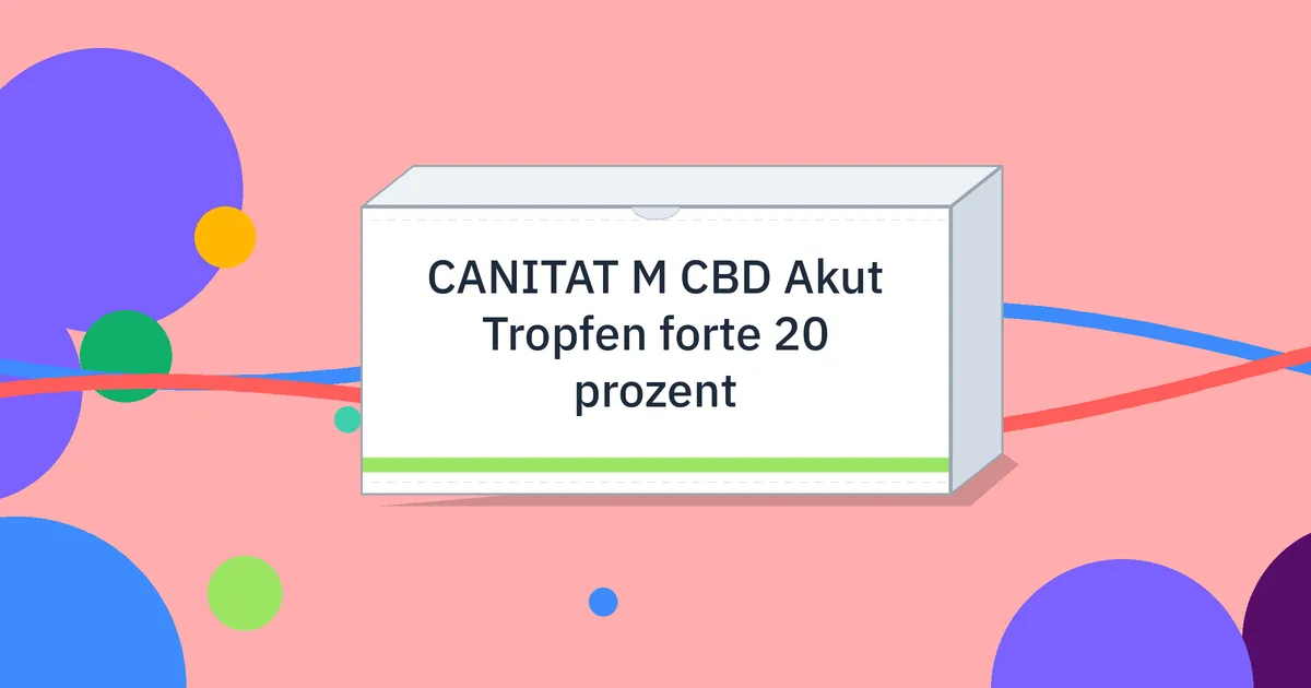 Symbolbild: Packung mit der Aufschrift CANITAT M CBD Akut Tropfen forte 20 prozent (PZN 16349845) – Verfügbarkeit und Bezug in Apotheken in Frankfurt am Main