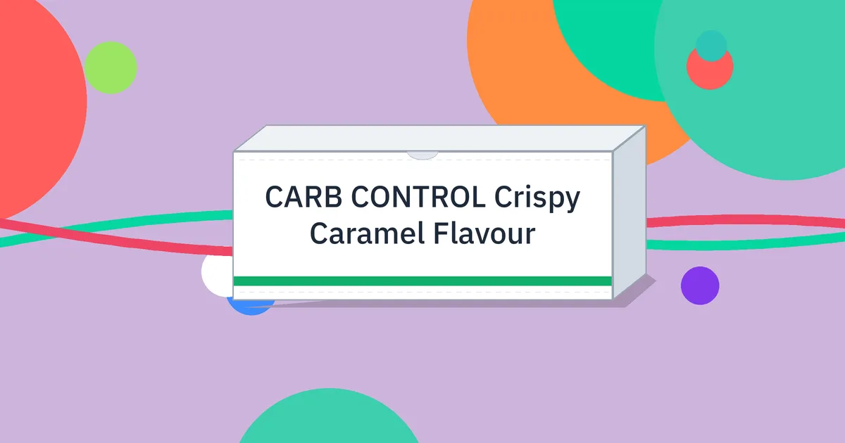 Symbolbild: Packung mit der Aufschrift CARB CONTROL Crispy Caramel Flavour (PZN 07090555) – Verfügbarkeit und Bezug in Apotheken in Frankfurt am Main
