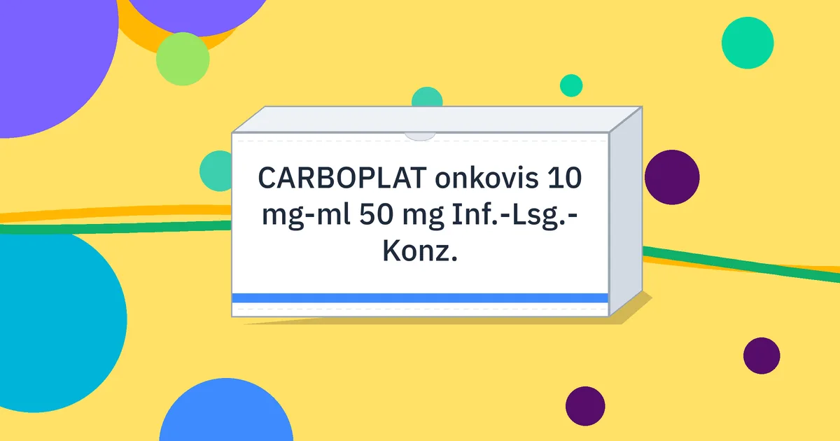 Symbolbild: Packung mit der Aufschrift CARBOPLAT onkovis 10 mg-ml 50 mg Inf.-Lsg.-Konz. (PZN 07009317) – Verfügbarkeit und Bezug in Apotheken in Frankfurt am Main