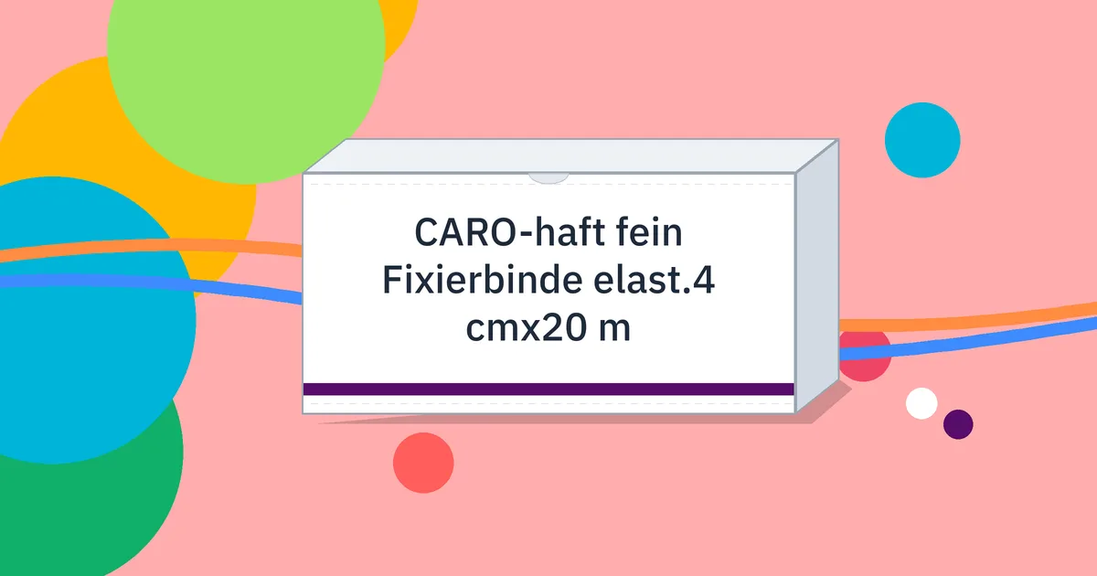 Symbolbild: Packung mit der Aufschrift CARO-haft fein Fixierbinde elast.4 cmx20 m (PZN 11670287) – Verfügbarkeit und Bezug in Apotheken in Frankfurt am Main