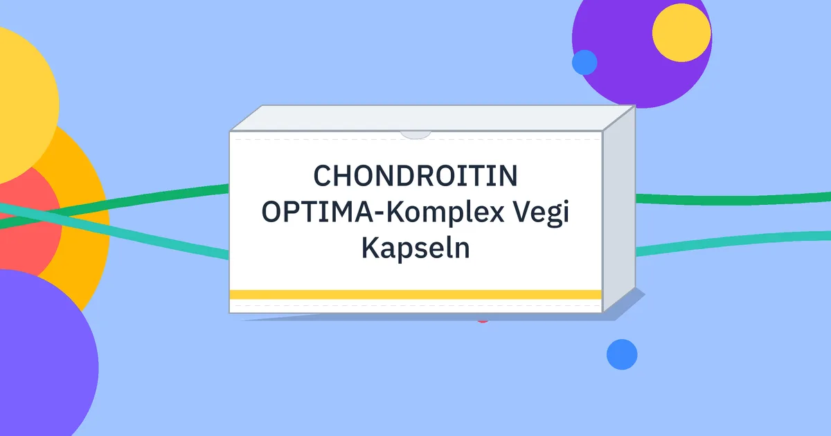 Symbolbild: Packung mit der Aufschrift CHONDROITIN OPTIMA-Komplex Vegi Kapseln (PZN 04864370) – Verfügbarkeit und Bezug in Apotheken in Frankfurt am Main