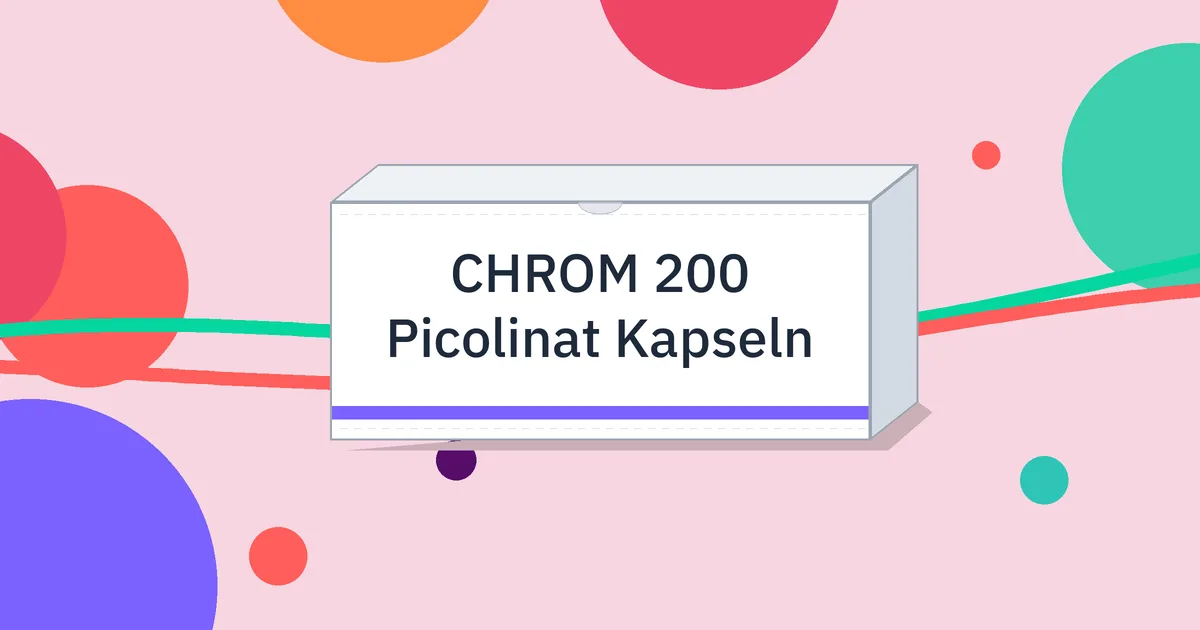 Symbolbild: Packung mit der Aufschrift CHROM 200 Picolinat Kapseln (PZN 11231228) – Verfügbarkeit und Bezug in Apotheken in Frankfurt am Main