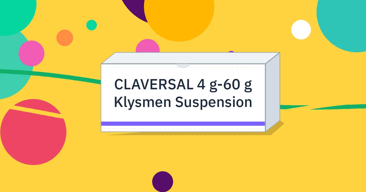 Symbolbild: Packung mit der Aufschrift CLAVERSAL 4 g-60 g Klysmen Suspension (PZN 00980748) – Verfügbarkeit und Bezug in Apotheken in Frankfurt am Main