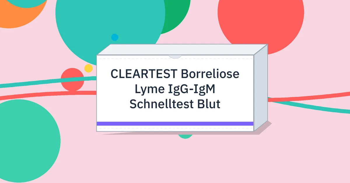 Symbolbild: Packung mit der Aufschrift CLEARTEST Borreliose Lyme IgG-IgM Schnelltest Blut (PZN 18038581) – Verfügbarkeit und Bezug in Apotheken in Frankfurt am Main