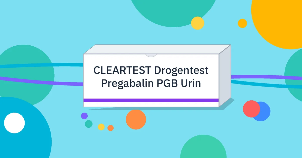 Symbolbild: Packung mit der Aufschrift CLEARTEST Drogentest Pregabalin PGB Urin (PZN 19393835) – Verfügbarkeit und Bezug in Apotheken in Frankfurt am Main