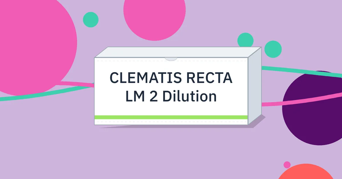 Symbolbild: Packung mit der Aufschrift CLEMATIS RECTA LM 2 Dilution (PZN 12822115) – Verfügbarkeit und Bezug in Apotheken in Frankfurt am Main