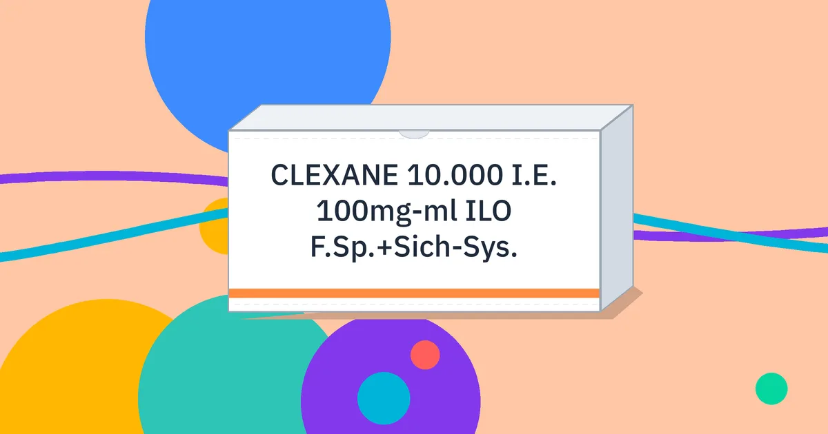 Symbolbild: Packung mit der Aufschrift CLEXANE 10.000 I.E. 100mg-ml ILO F.Sp.+Sich-Sys. (PZN 11613740) – Verfügbarkeit und Bezug in Apotheken in Frankfurt am Main