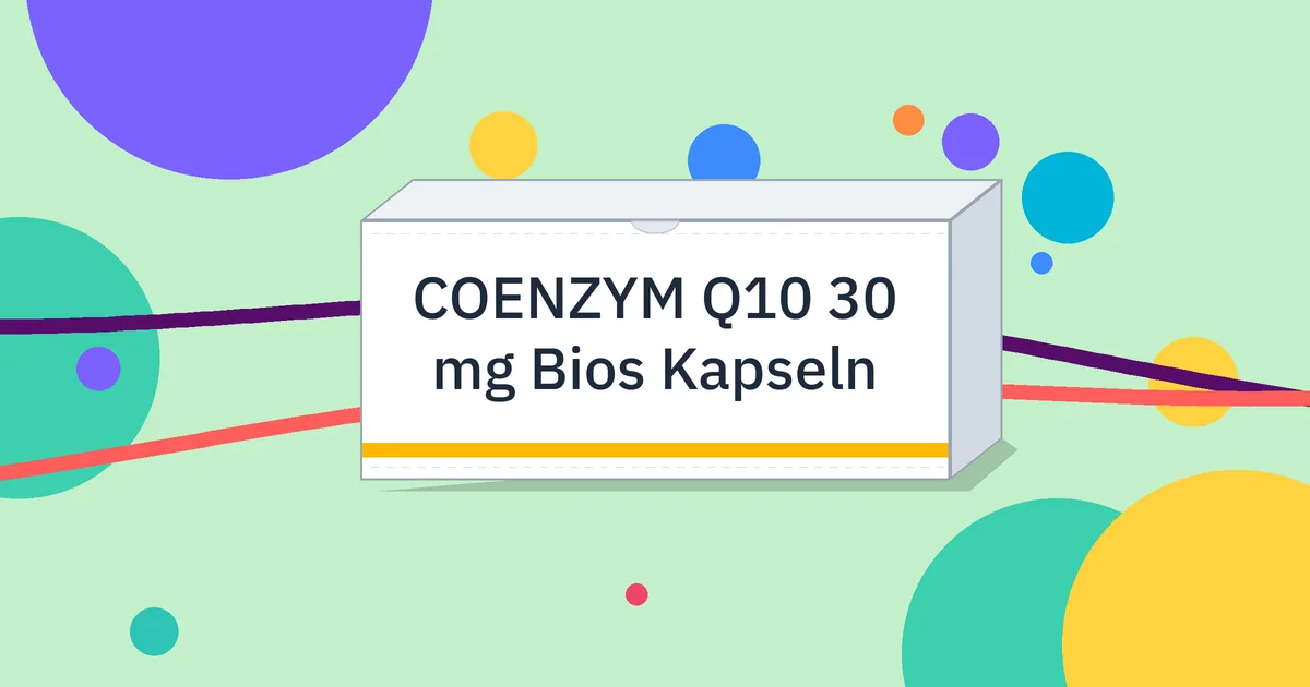 Symbolbild: Packung mit der Aufschrift COENZYM Q10 30 mg Bios Kapseln (PZN 00777390) – Verfügbarkeit und Bezug in Apotheken in Frankfurt am Main