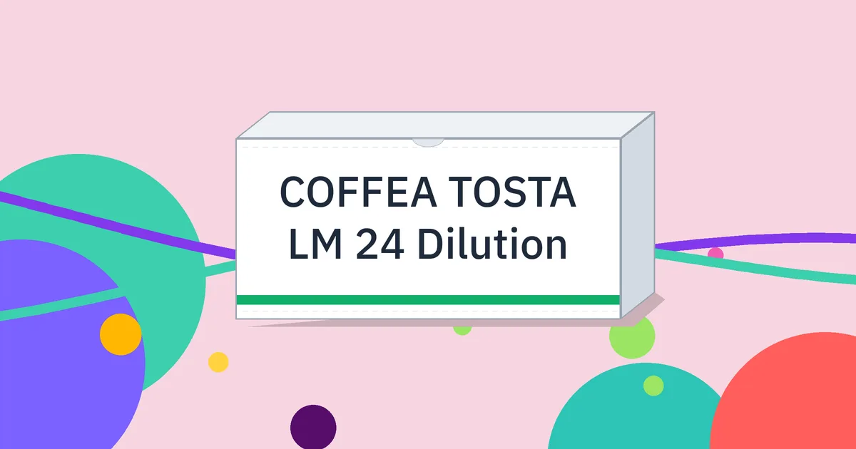 Symbolbild: Packung mit der Aufschrift COFFEA TOSTA LM 24 Dilution (PZN 12831462) – Verfügbarkeit und Bezug in Apotheken in Frankfurt am Main
