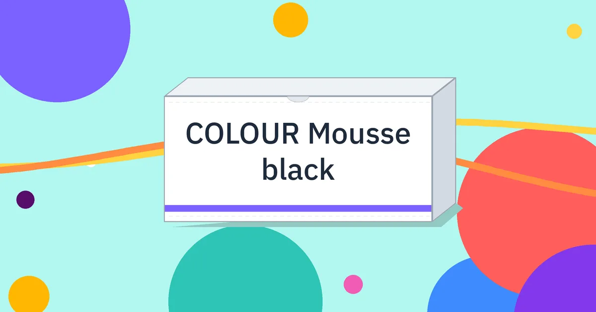 Symbolbild: Packung mit der Aufschrift COLOUR Mousse black (PZN 04810977) – Verfügbarkeit und Bezug in Apotheken in Frankfurt am Main
