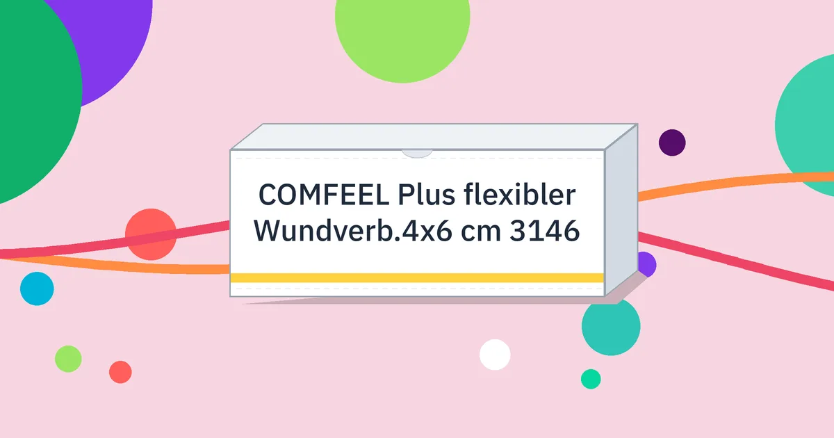 Symbolbild: Packung mit der Aufschrift COMFEEL Plus flexibler Wundverb.4x6 cm 3146 (PZN 11116987) – Verfügbarkeit und Bezug in Apotheken in Frankfurt am Main