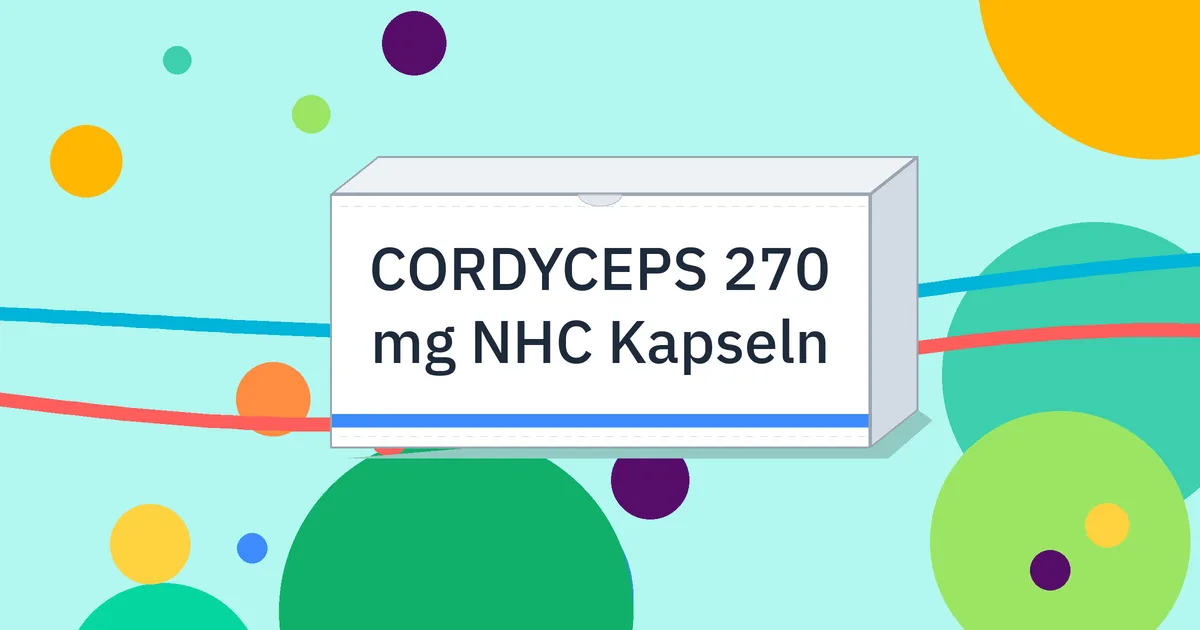 Symbolbild: Packung mit der Aufschrift CORDYCEPS 270 mg NHC Kapseln (PZN 04254720) – Verfügbarkeit und Bezug in Apotheken in Frankfurt am Main