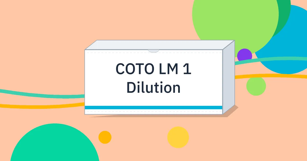 Symbolbild: Packung mit der Aufschrift COTO LM 1 Dilution (PZN 13455245) – Verfügbarkeit und Bezug in Apotheken in Frankfurt am Main