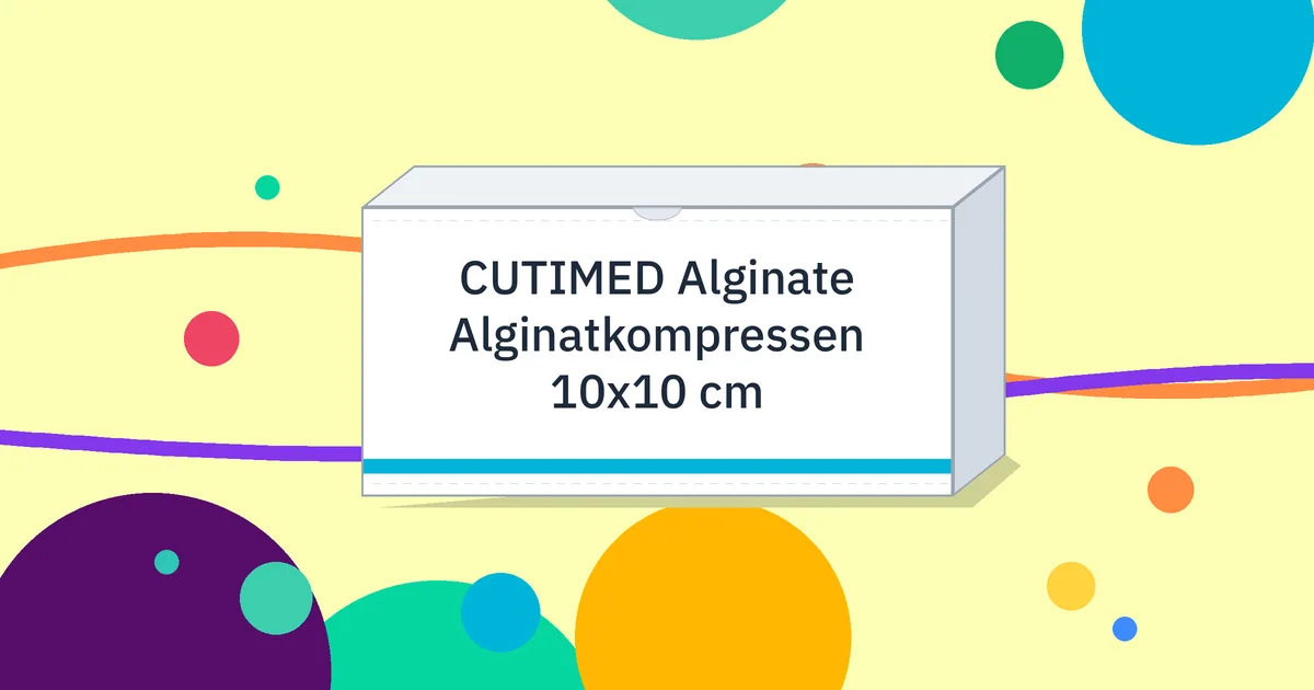 Symbolbild: Packung mit der Aufschrift CUTIMED Alginate Alginatkompressen 10x10 cm (PZN 03319788) – Verfügbarkeit und Bezug in Apotheken in Frankfurt am Main