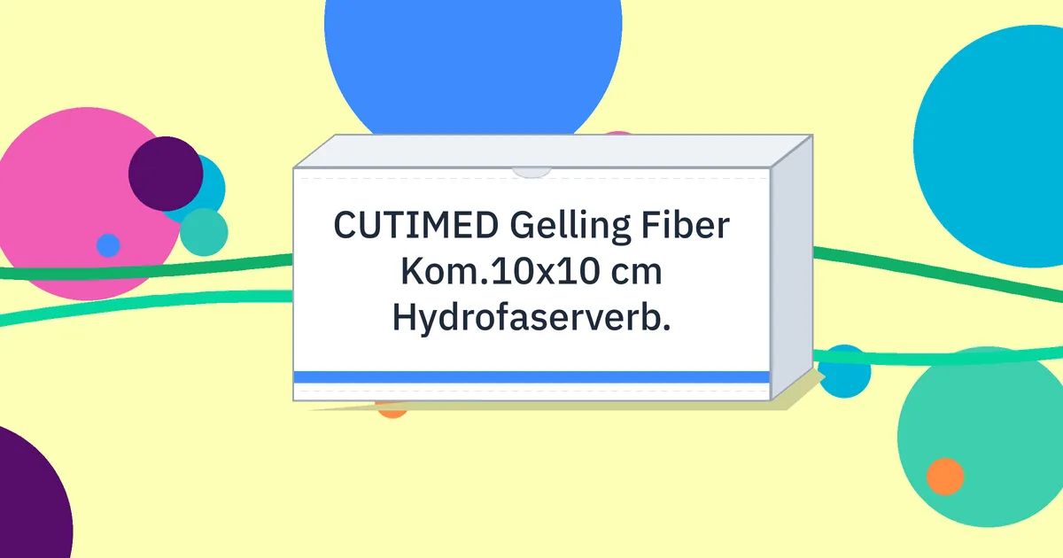 Symbolbild: Packung mit der Aufschrift CUTIMED Gelling Fiber Kom.10x10 cm Hydrofaserverb. (PZN 18473012) – Verfügbarkeit und Bezug in Apotheken in Frankfurt am Main