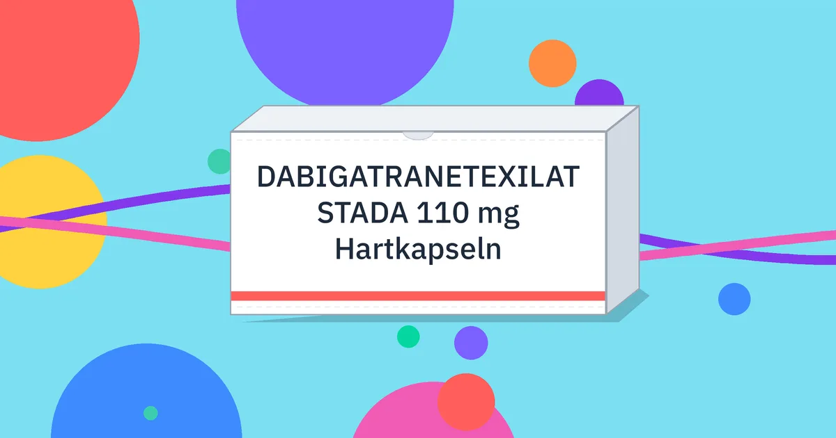 Symbolbild: Packung mit der Aufschrift DABIGATRANETEXILAT STADA 110 mg Hartkapseln (PZN 17397125) – Verfügbarkeit und Bezug in Apotheken in Frankfurt am Main
