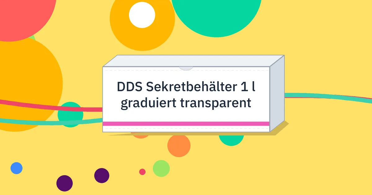 Symbolbild: Packung mit der Aufschrift DDS Sekretbehälter 1 l graduiert transparent (PZN 07724439) – Verfügbarkeit und Bezug in Apotheken in Frankfurt am Main