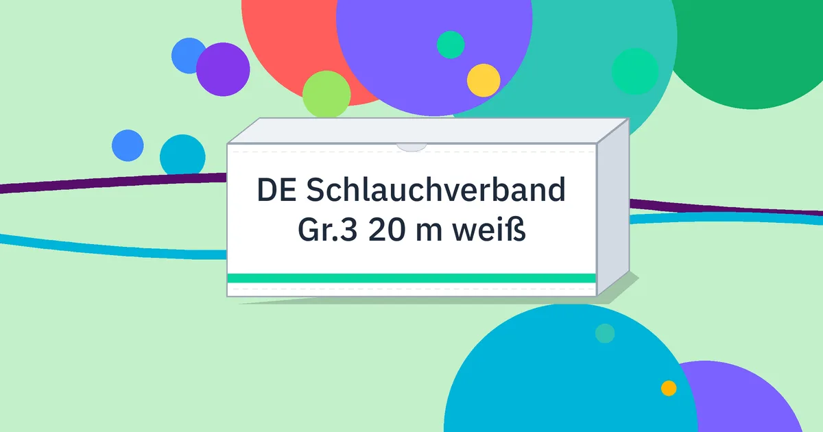 Symbolbild: Packung mit der Aufschrift DE Schlauchverband Gr.3 20 m weiß (PZN 05965570) – Verfügbarkeit und Bezug in Apotheken in Frankfurt am Main
