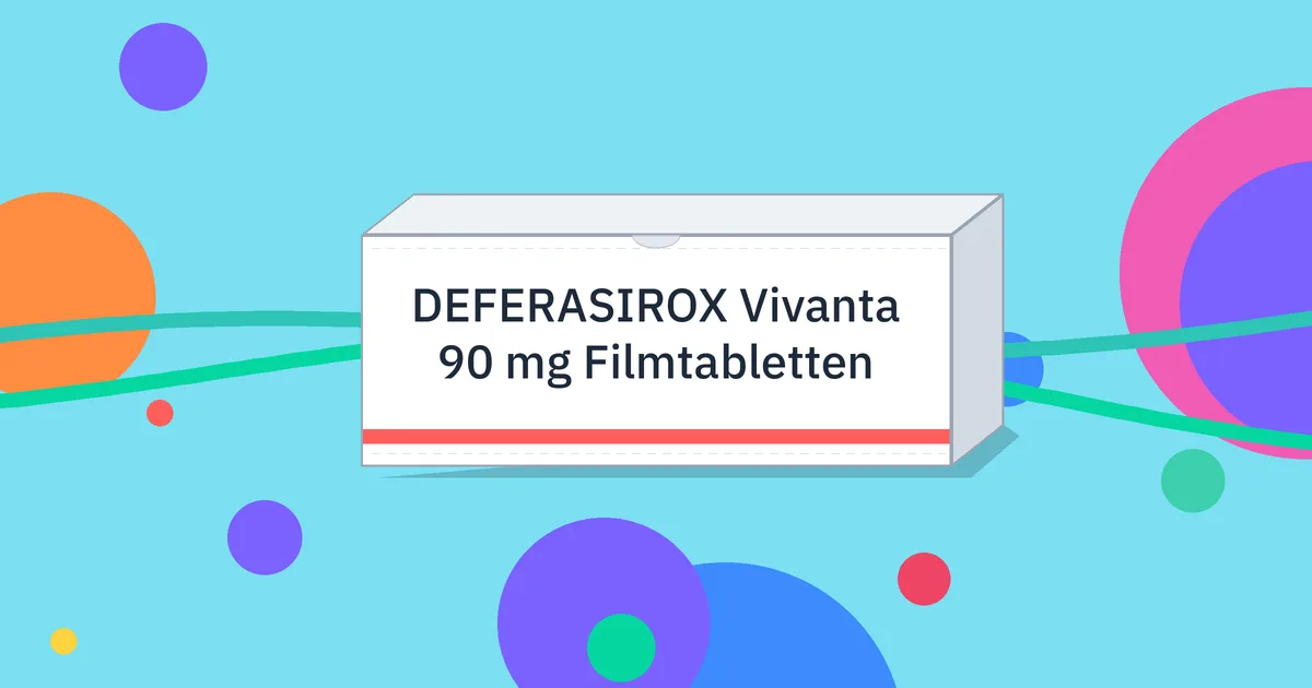 Symbolbild: Packung mit der Aufschrift DEFERASIROX Vivanta 90 mg Filmtabletten (PZN 17940227) – Verfügbarkeit und Bezug in Apotheken in Frankfurt am Main