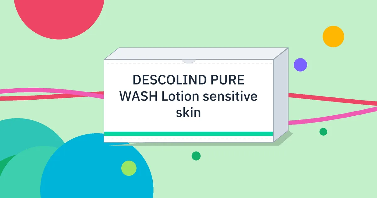 Symbolbild: Packung mit der Aufschrift DESCOLIND PURE WASH Lotion sensitive skin (PZN 16674947) – Verfügbarkeit und Bezug in Apotheken in Frankfurt am Main