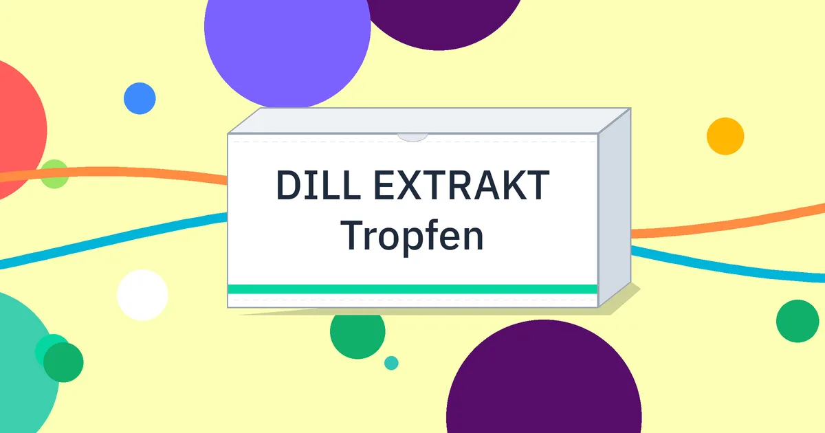Symbolbild: Packung mit der Aufschrift DILL EXTRAKT Tropfen (PZN 20211058) – Verfügbarkeit und Bezug in Apotheken in Frankfurt am Main
