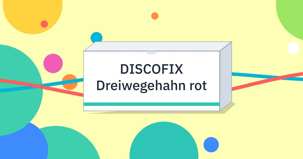 Symbolbild: Packung mit der Aufschrift DISCOFIX Dreiwegehahn rot (PZN 03200604) – Verfügbarkeit und Bezug in Apotheken in Frankfurt am Main