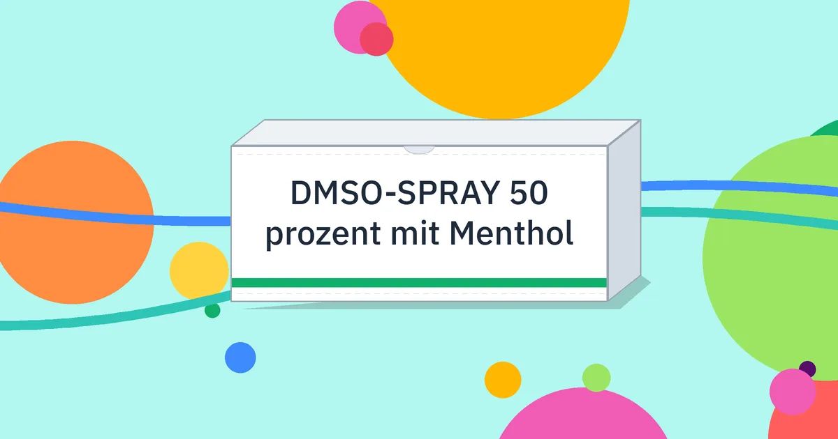 Symbolbild: Packung mit der Aufschrift DMSO-SPRAY 50 prozent mit Menthol (PZN 17205077) – Verfügbarkeit und Bezug in Apotheken in Frankfurt am Main