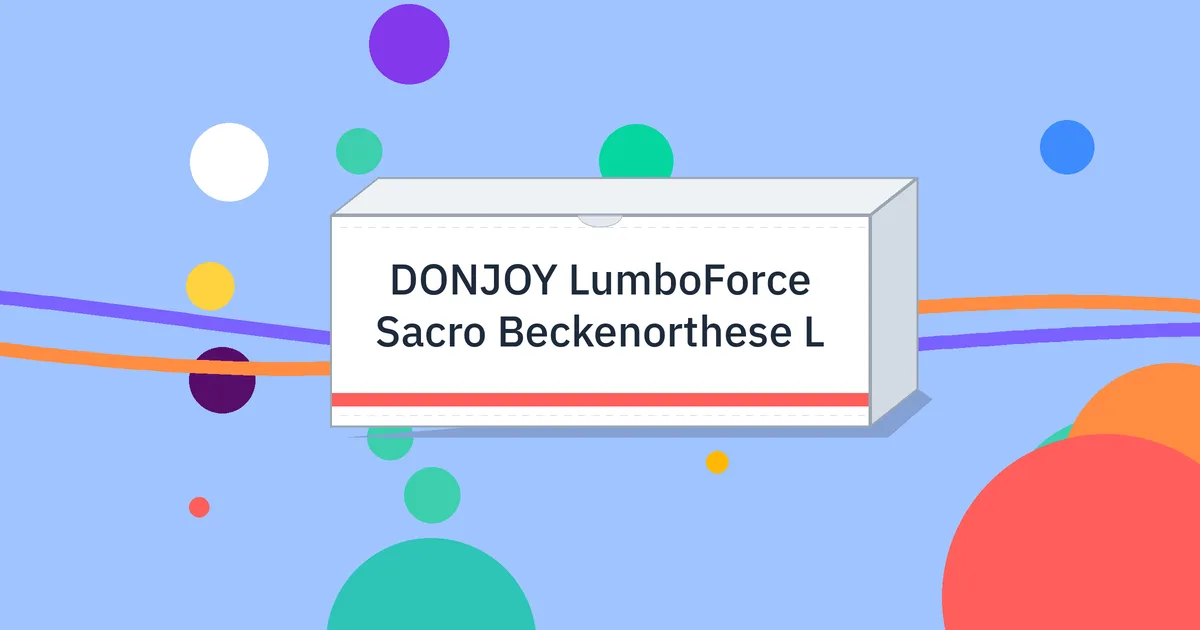 Symbolbild: Packung mit der Aufschrift DONJOY LumboForce Sacro Beckenorthese L (PZN 19377718) – Verfügbarkeit und Bezug in Apotheken in Frankfurt am Main