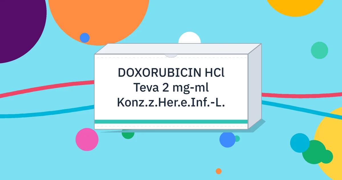 Symbolbild: Packung mit der Aufschrift DOXORUBICIN HCl Teva 2 mg-ml Konz.z.Her.e.Inf.-L. (PZN 12899885) – Verfügbarkeit und Bezug in Apotheken in Frankfurt am Main