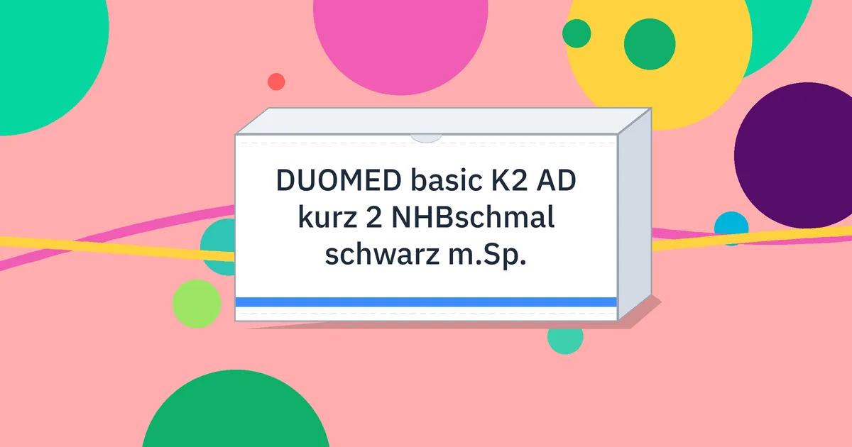 Symbolbild: Packung mit der Aufschrift DUOMED basic K2 AD kurz 2 NHBschmal schwarz m.Sp. (PZN 20907883) – Verfügbarkeit und Bezug in Apotheken in Frankfurt am Main