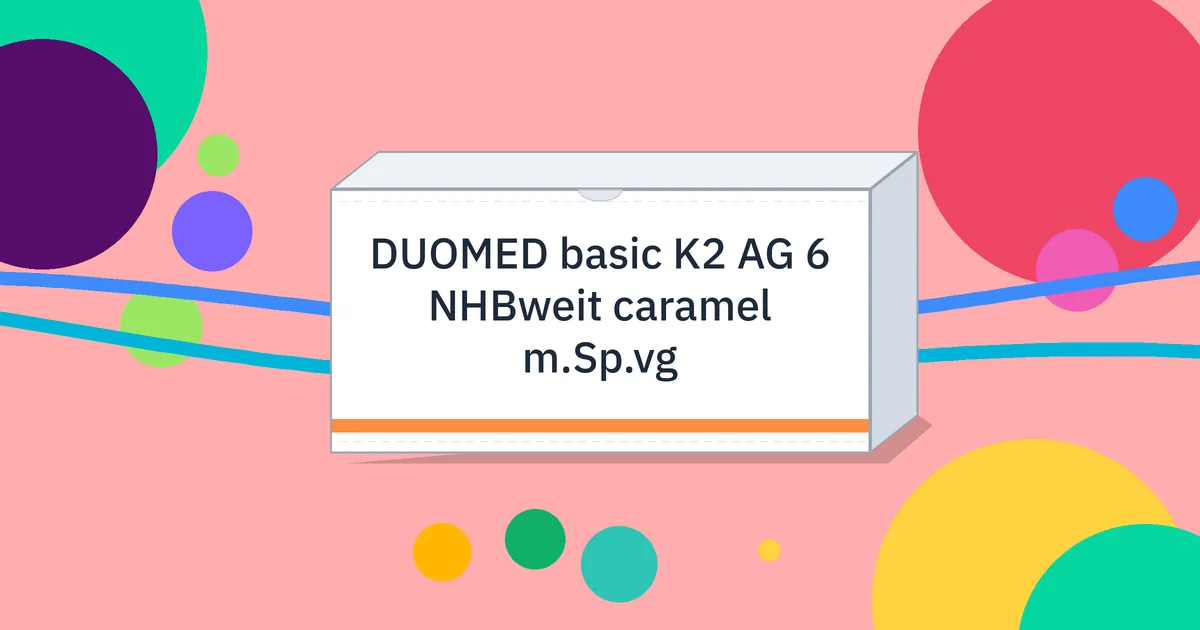 Symbolbild: Packung mit der Aufschrift DUOMED basic K2 AG 6 NHBweit caramel m.Sp.vg (PZN 20909103) – Verfügbarkeit und Bezug in Apotheken in Frankfurt am Main