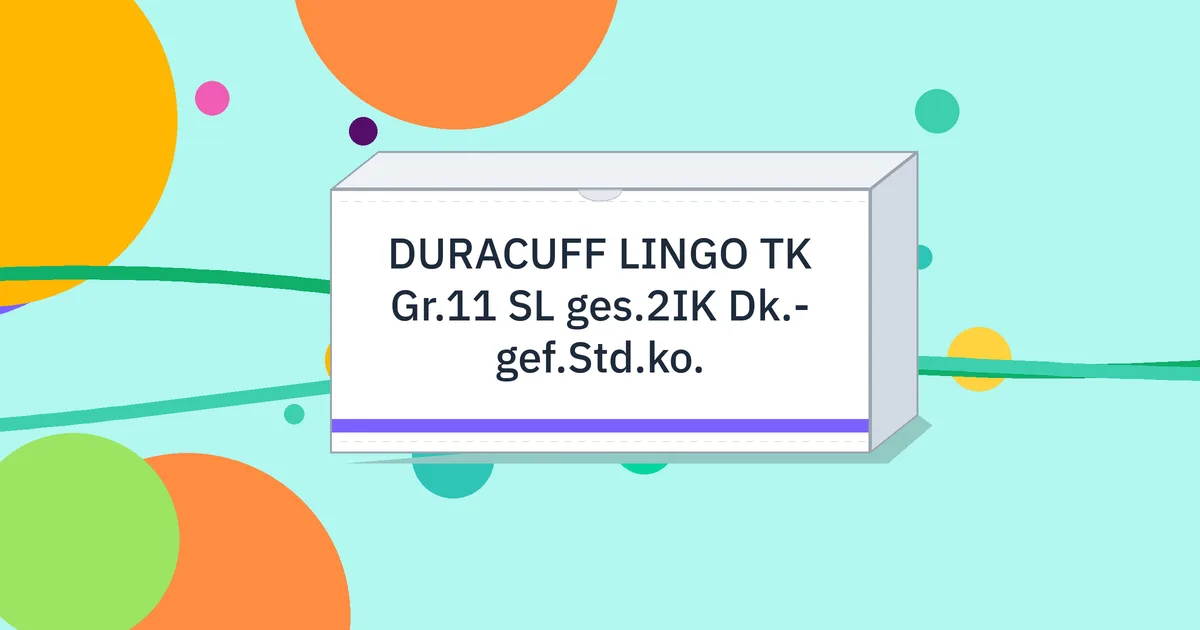 Symbolbild: Packung mit der Aufschrift DURACUFF LINGO TK Gr.11 SL ges.2IK Dk.-gef.Std.ko. (PZN 04959260) – Verfügbarkeit und Bezug in Apotheken in Frankfurt am Main