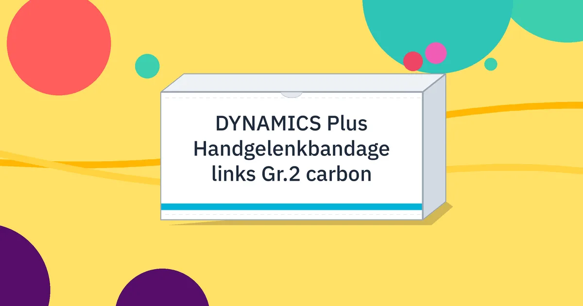 Symbolbild: Packung mit der Aufschrift DYNAMICS Plus Handgelenkbandage links Gr.2 carbon (PZN 10634881) – Verfügbarkeit und Bezug in Apotheken in Frankfurt am Main
