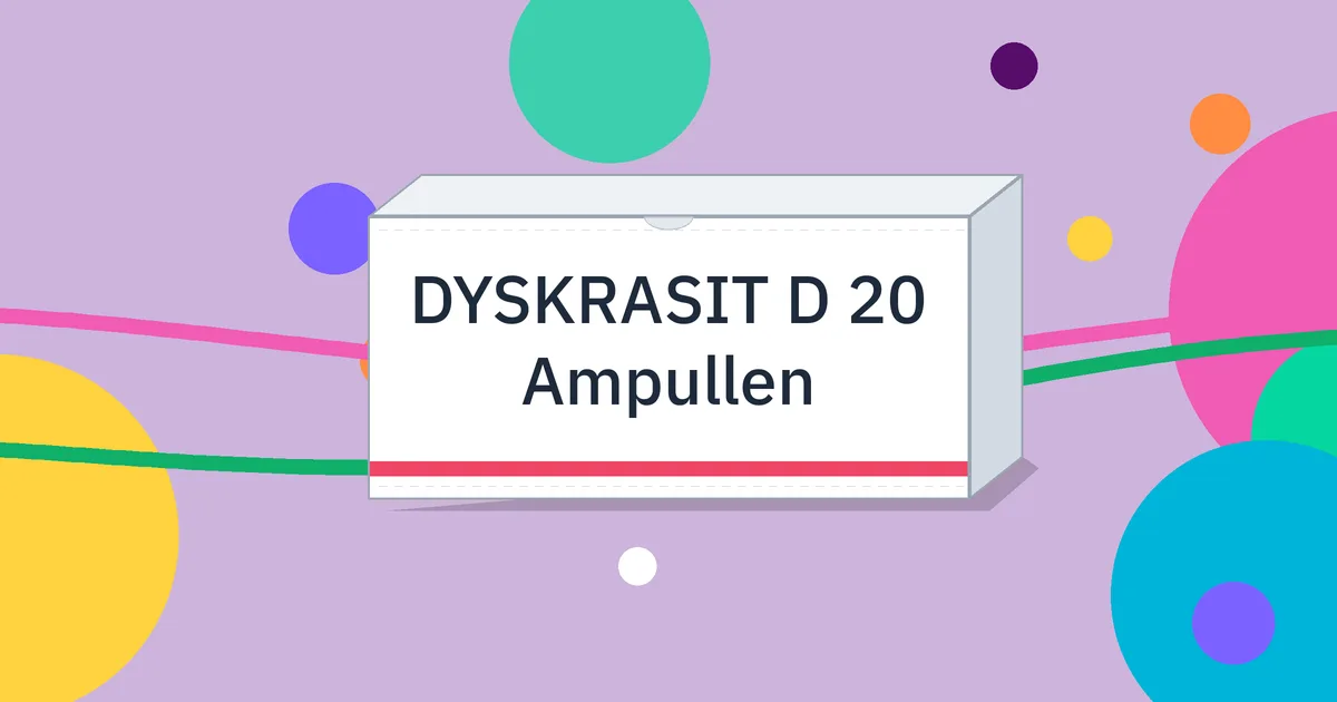 Symbolbild: Packung mit der Aufschrift DYSKRASIT D 20 Ampullen (PZN 01621684) – Verfügbarkeit und Bezug in Apotheken in Frankfurt am Main