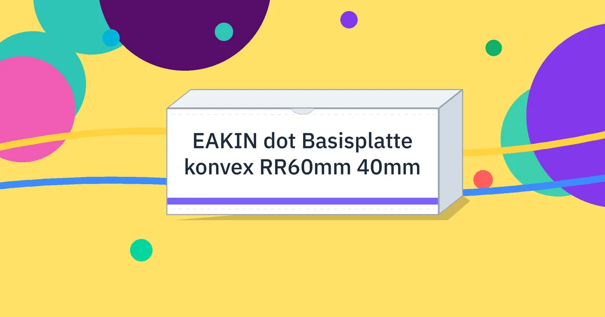 Symbolbild: Packung mit der Aufschrift EAKIN dot Basisplatte konvex RR60mm 40mm (PZN 19530189) – Verfügbarkeit und Bezug in Apotheken in Frankfurt am Main