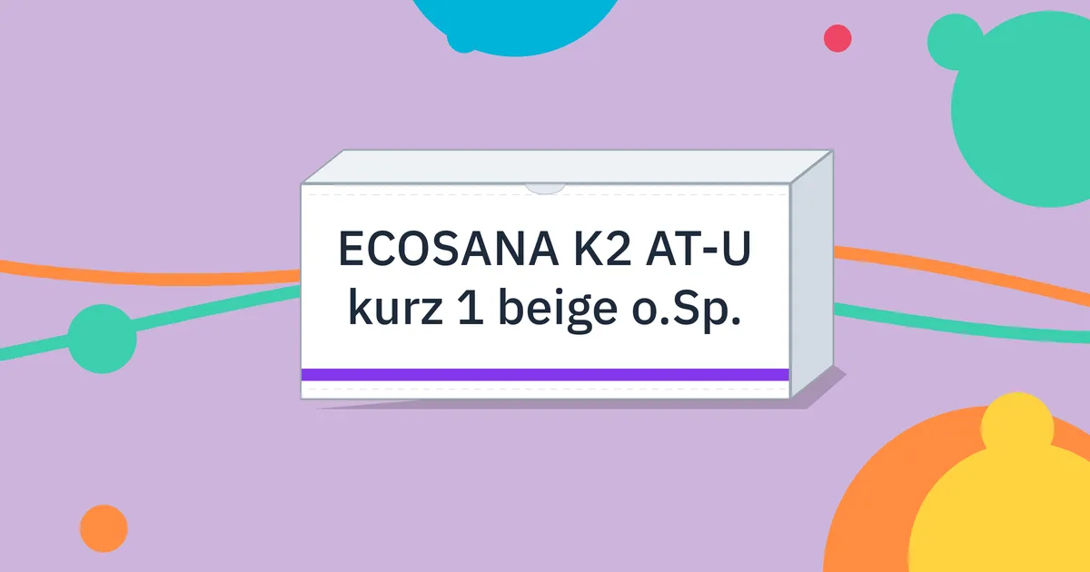 Symbolbild: Packung mit der Aufschrift ECOSANA K2 AT-U kurz 1 beige o.Sp. (PZN 01566330) – Verfügbarkeit und Bezug in Apotheken in Frankfurt am Main