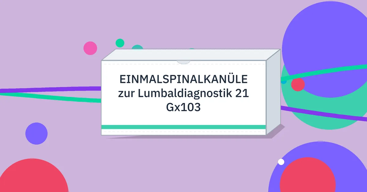 Symbolbild: Packung mit der Aufschrift EINMALSPINALKANÜLE zur Lumbaldiagnostik 21 Gx103 (PZN 03964974) – Verfügbarkeit und Bezug in Apotheken in Frankfurt am Main