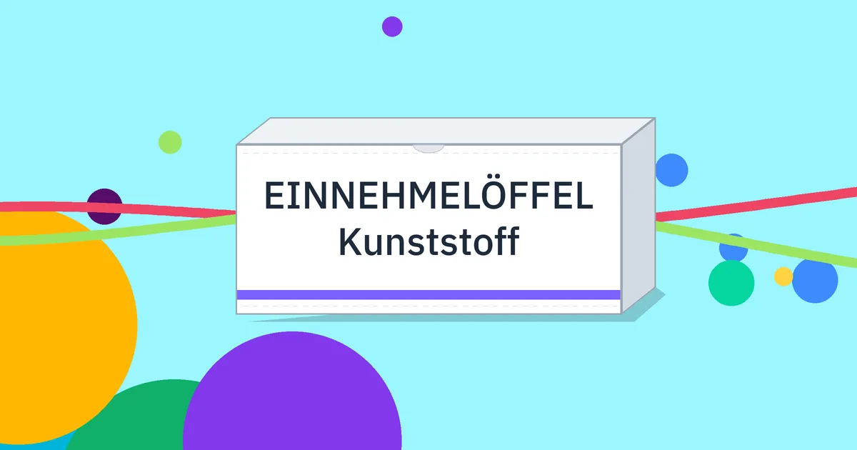 Symbolbild: Packung mit der Aufschrift EINNEHMELÖFFEL Kunststoff (PZN 02741321) – Verfügbarkeit und Bezug in Apotheken in Frankfurt am Main