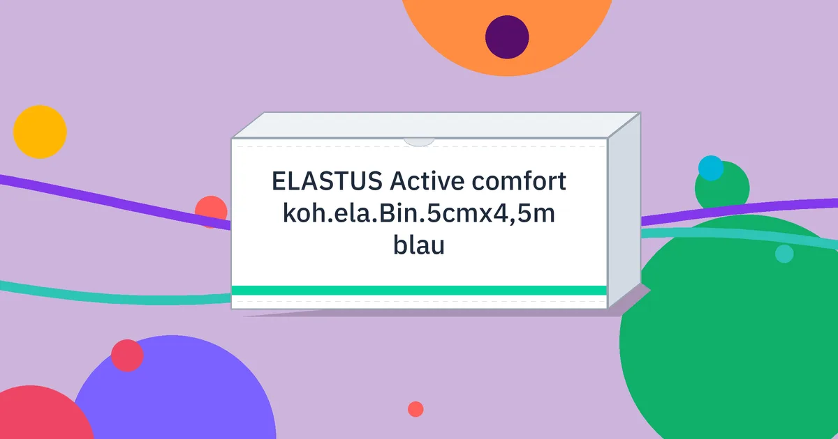 Symbolbild: Packung mit der Aufschrift ELASTUS Active comfort koh.ela.Bin.5cmx4,5m blau (PZN 18489349) – Verfügbarkeit und Bezug in Apotheken in Frankfurt am Main